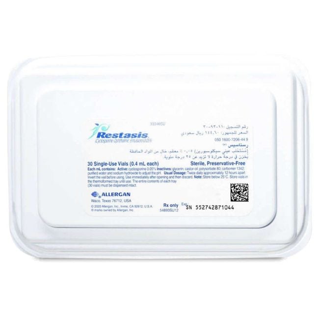 Restasis - 0.05% Eye Drop - 30 Pcs 0.4 Ml