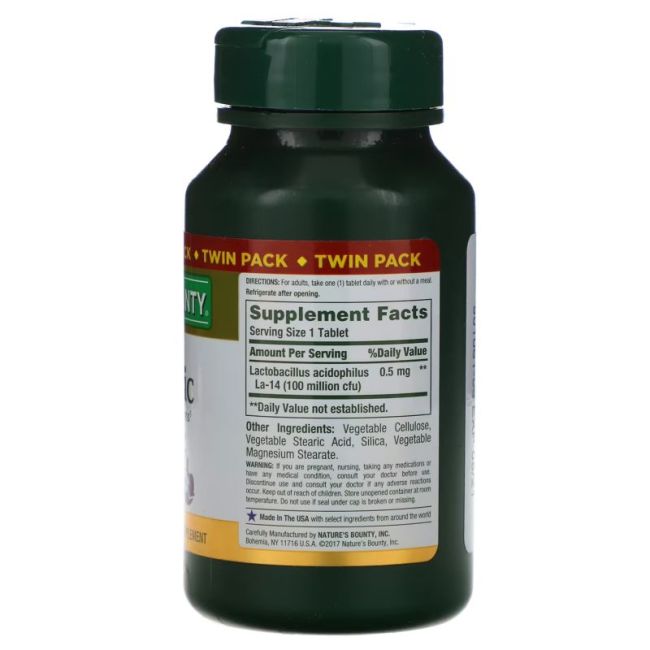 Nature’S Bounty - Probiotic - 100 Tablets - Twin Pack