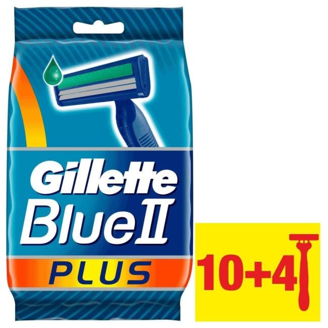 Gillette - Blue Ii - Plus - Disposable Razor - 10+4Pcs