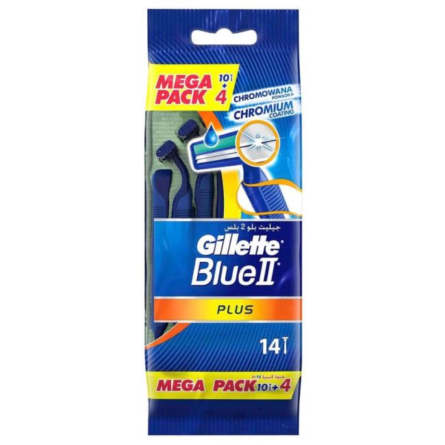 Gillette - Blue Ii - Plus - Disposable Razor - 10+4Pcs