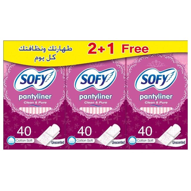 Sofy - Pure Pantyliner Unscented Regular - 40Pcs - 2+1 Free